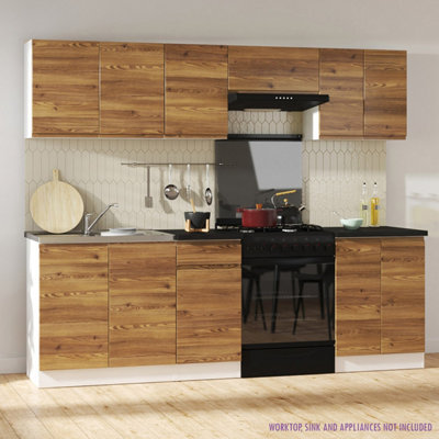 Summer 7 Unit Kitchen Cabinets Set 240cm - Gold Sibu Larch