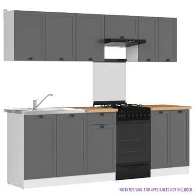 Summer 7 Unit Kitchen Cabinets Set 240cm - Graphite