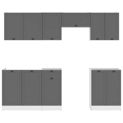 Summer 7 Unit Kitchen Cabinets Set 240cm - Graphite