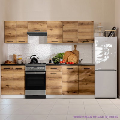Summer 7 Unit Kitchen Cabinets Set 240cm - Light Delano Oak | DIY at B&Q
