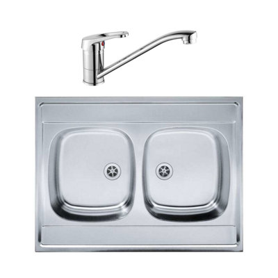 Summer Double Bowl Sink and Mixer Kitchen Tap Set at B&Q