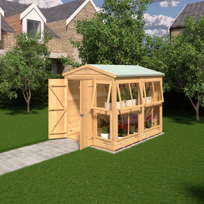 Sun Hut Potting Shed with opening windows and interchangable panels 6Gx8