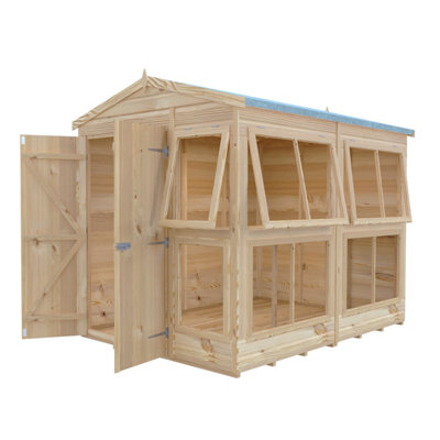 Sun Hut Potting Shed with opening windows and interchangable panels 6Gx8