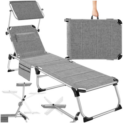 Sun Lounger Lorella - padded, foldable, with aluminium frame - mottled grey