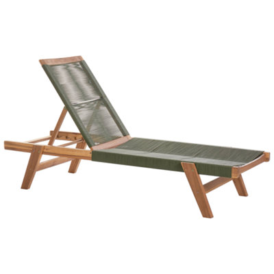 Sun Lounger PROSSEDI Reclining Acacia Wood Green