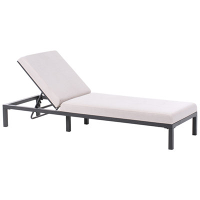 Sun Lounger with Cushion LARIANO Metal Light Beige