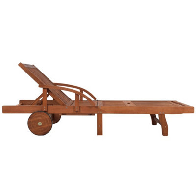 SUN LOUNGERS 2 PCS WITH TABLE SOLID ACACIA WOOD