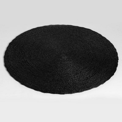 Sun Rug Round Black Banana Musa Twist Fibre Boho Living Room Area ...
