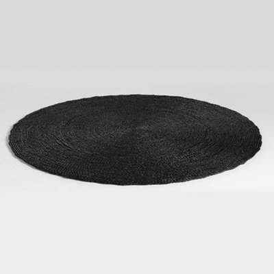 Sun Rug Round Black Banana Musa Twist Fibre Boho Living Room Area ...