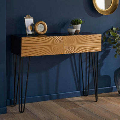 Sunburst Black & Gold Living Hallway Console Table Unit | DIY at B&Q