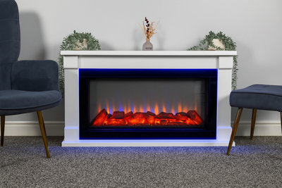 SUNCREST BARROW FIREPLACE SUITE IN TEXTURED WHITE AND BLACK WITH ...