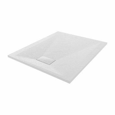 SunDaze 1100 x 900mm SMC White Rectangle Slate Effect Shower Tray with ...