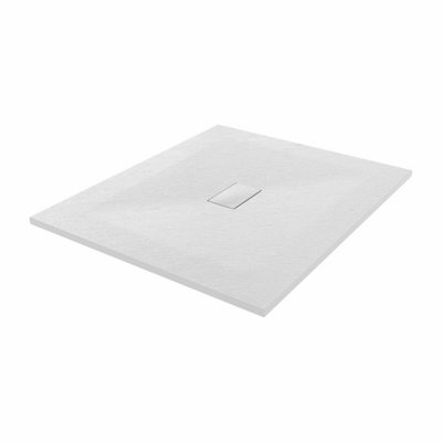 SunDaze 1200 x 1000mm SMC White Rectangle Slate Effect Shower Tray with ...