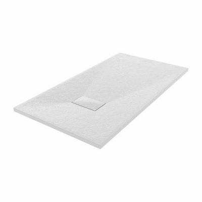 SunDaze 1300 x 700mm SMC White Rectangle Slate Effect Shower Tray with ...