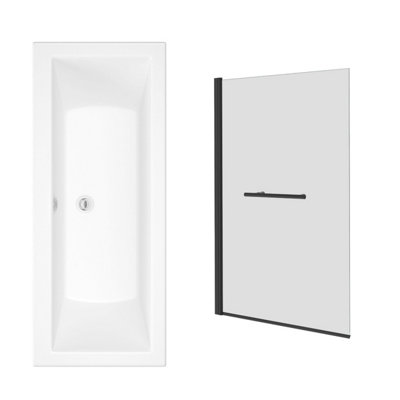 SunDaze 1700 x 750mm Rectangular Shower Bath Tub Double Ended with ...
