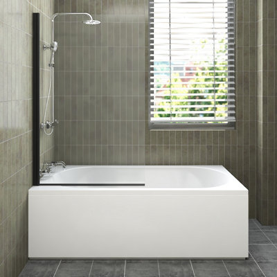 SunDaze 1800x800mm White Acrylic Single Ended Shower Bath & Front Panel ...