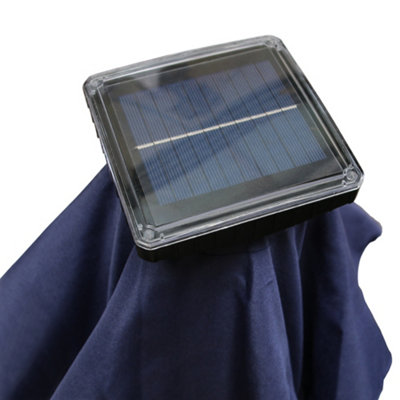 SunDaze 2.5M Blue Garden Parasol with Solar LED Lights and Crank Tilt ...