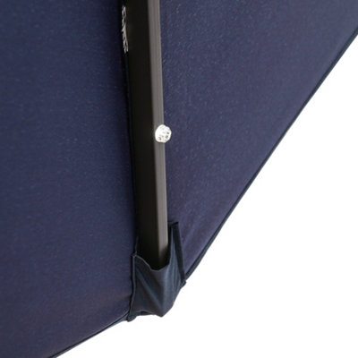 SunDaze 2.5M Blue Garden Parasol with Solar LED Lights and Crank Tilt ...