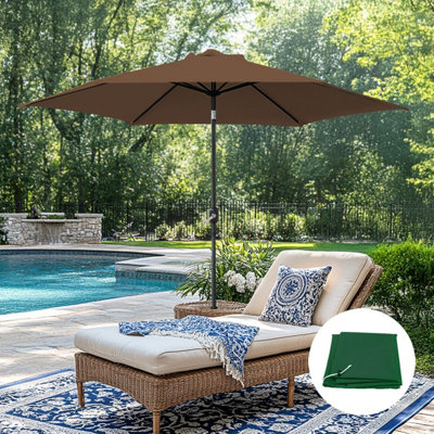 SunDaze 2.5M Coffee Garden Parasol Umbrella Crank Tilt Sun Shade with ...
