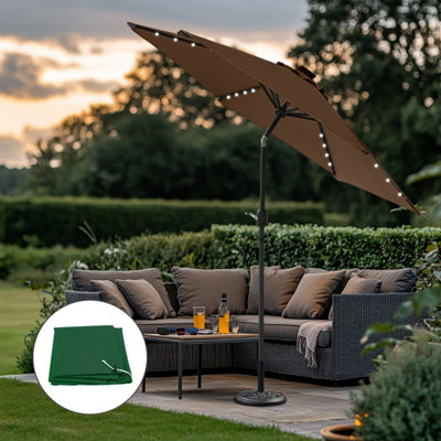 SunDaze 2.5M Coffee LED Garden Parasol Umbrella Crank Tilt Mechanism ...