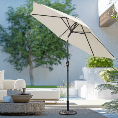 SunDaze 2.5M Cream Round Garden Parasol Patio Sun Shade Canopy Crank ...