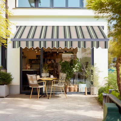 SunDaze 2.5m x 2m Manual Awning Retractable Gazebo Canopy Outdoor Patio Garden Sun Shade Shelter ...