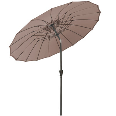 SunDaze 2.7M Taupe Garden Fiberglass Rib Parasol with Crank Tilt ...