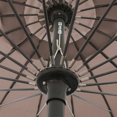 SunDaze 2.7M Taupe Garden Fiberglass Rib Parasol with Crank Tilt ...