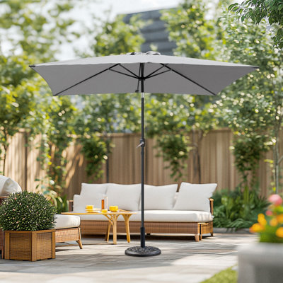 SunDaze 2x3M Grey Rectangle Patio Unbrella Outdoor Garden Crank Tilt ...