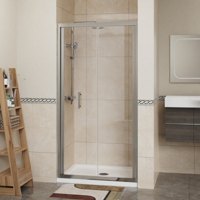 SunDaze 6mm Toughened Safety Glass Bi-Fold Door Shower Enclosure Screen ...
