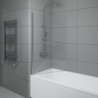 SunDaze 6mm Toughened Safety Glass Straight Pivot Shower Bath Screen ...