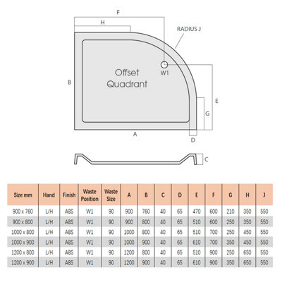 SunDaze Anti-Slip 1200x900mm Left Hand Offset Quadrant Stone Shower ...