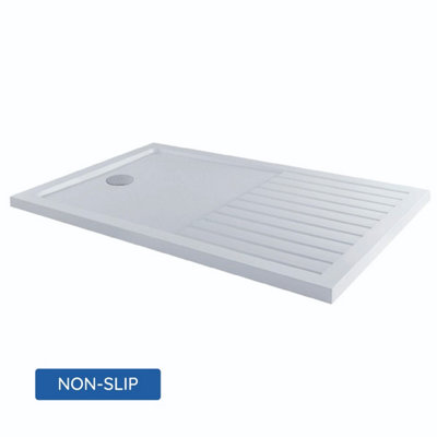 SunDaze Anti-Slip 1700x800mm Rectangle Stone Shower Tray White with ...