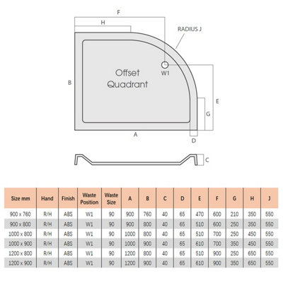 SUNDAZE ANTI-SLIP 900X800MM RIGHT HAND OFFSET QUADRANT STONE SHOWER ...