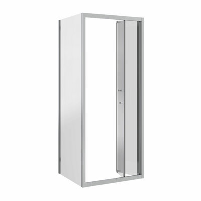SunDaze Bathroom 700mm Bi-Fold Door Shower Enclosure Chrome Framed with ...