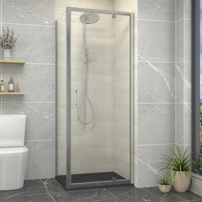 SunDaze Bathroom 700mm Pivot Door Shower Enclosure Chrome Framed with ...