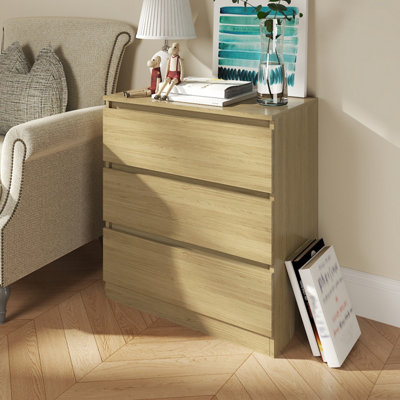 SunDaze Chest of Drawers Storage Bedroom Furniture Cabinet 3 Drawer Oak ...