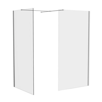 SunDaze Chrome 8mm Walk In Shower Enclosure Wet Room Glass Screen Pack 1000mm and 760mm Panels ...