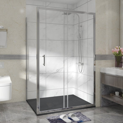 SunDaze Chrome Shower Enclosure Cubicle 1200mm Sliding Door with 900mm ...