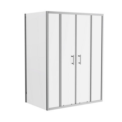 SunDaze Chrome Shower Enclosure Cubicle 1500mm Double Sliding Door with ...