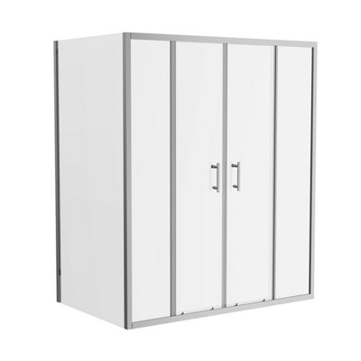 SunDaze Chrome Shower Enclosure Cubicle 1700mm Double Sliding Door with ...