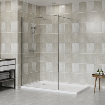 SunDaze Chrome Walk In Shower Enclosure Wet Room 1100mm Glass Screen ...