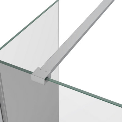 SunDaze Chrome Walk In Shower Enclosure Wet Room Glass 1200mm & 300mm Return Panel with ...