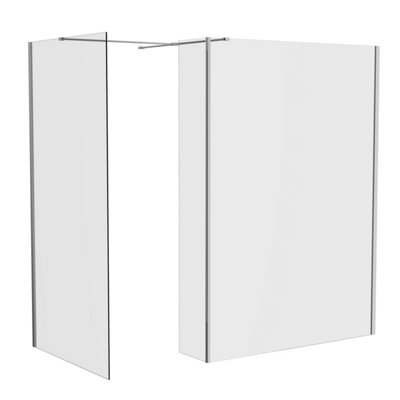 SunDaze Chrome Walk In Shower Enclosure Wet Room Glass Screen 1400mm & 700mm with 300mm Return Panel