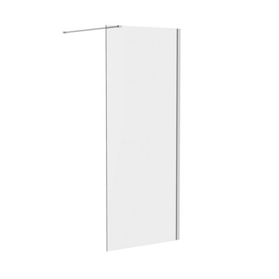 SunDaze Chrome Walk In Shower Enclosure Wet Room Glass Screen Panel 8mm- 700x1950mm | DIY at B&Q