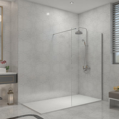SunDaze Chrome Walk In Shower Enclosure Wet Room (W)1200x(H)1950mm ...