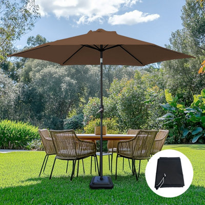 SunDaze Coffee 2.5M Garden Parasol Outdoor Patio Tilting Crank Umbrella ...