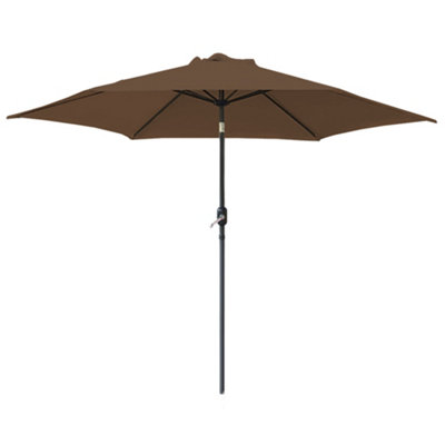 SunDaze Coffee 2.5m Round Garden Parasol Umbrella Sun Shade Tilt Crank ...