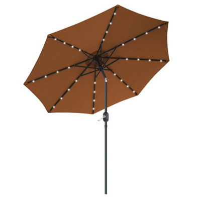 SunDaze Coffee 2.7M Round Garden Parasol Umbrella Outdoor Patio Solar ...
