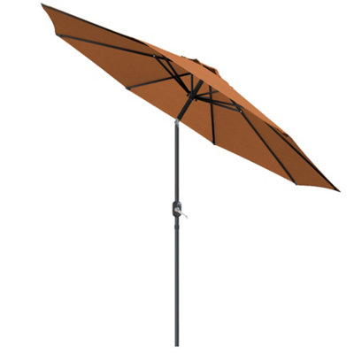 SunDaze Coffee 3M Round Garden Parasol Umbrella Outdoor Patio Tilt ...